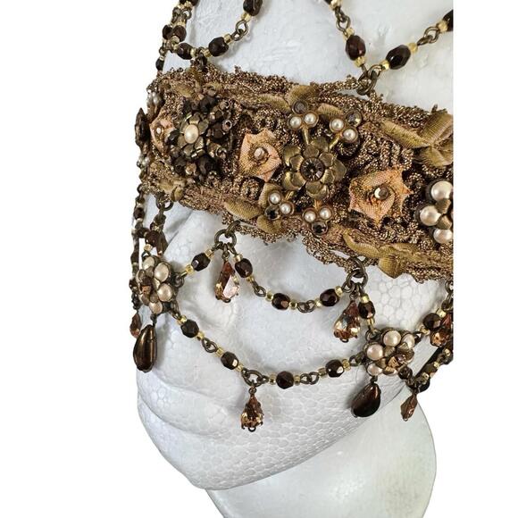 Accessories | 192s Flapper Gold Headdress Beaded Rhinestone Floral ...